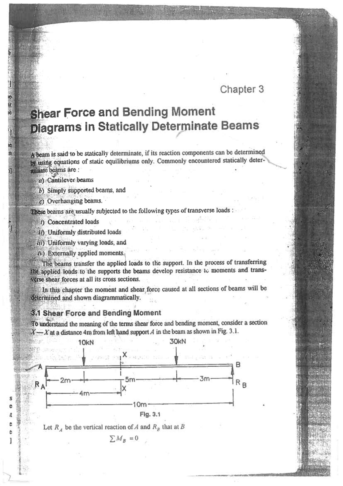 Applied Mechanics Study Guide for Beams - Chapter 3 Shear Force and Bending Moment Diagrams in ...