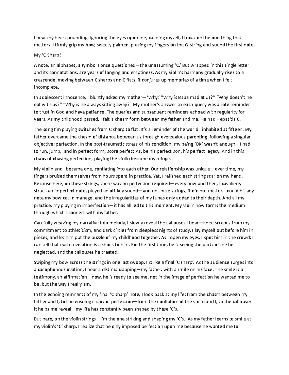 Common App Essay - Talha - I hear my heart pounding. Ignoring the eyes ...