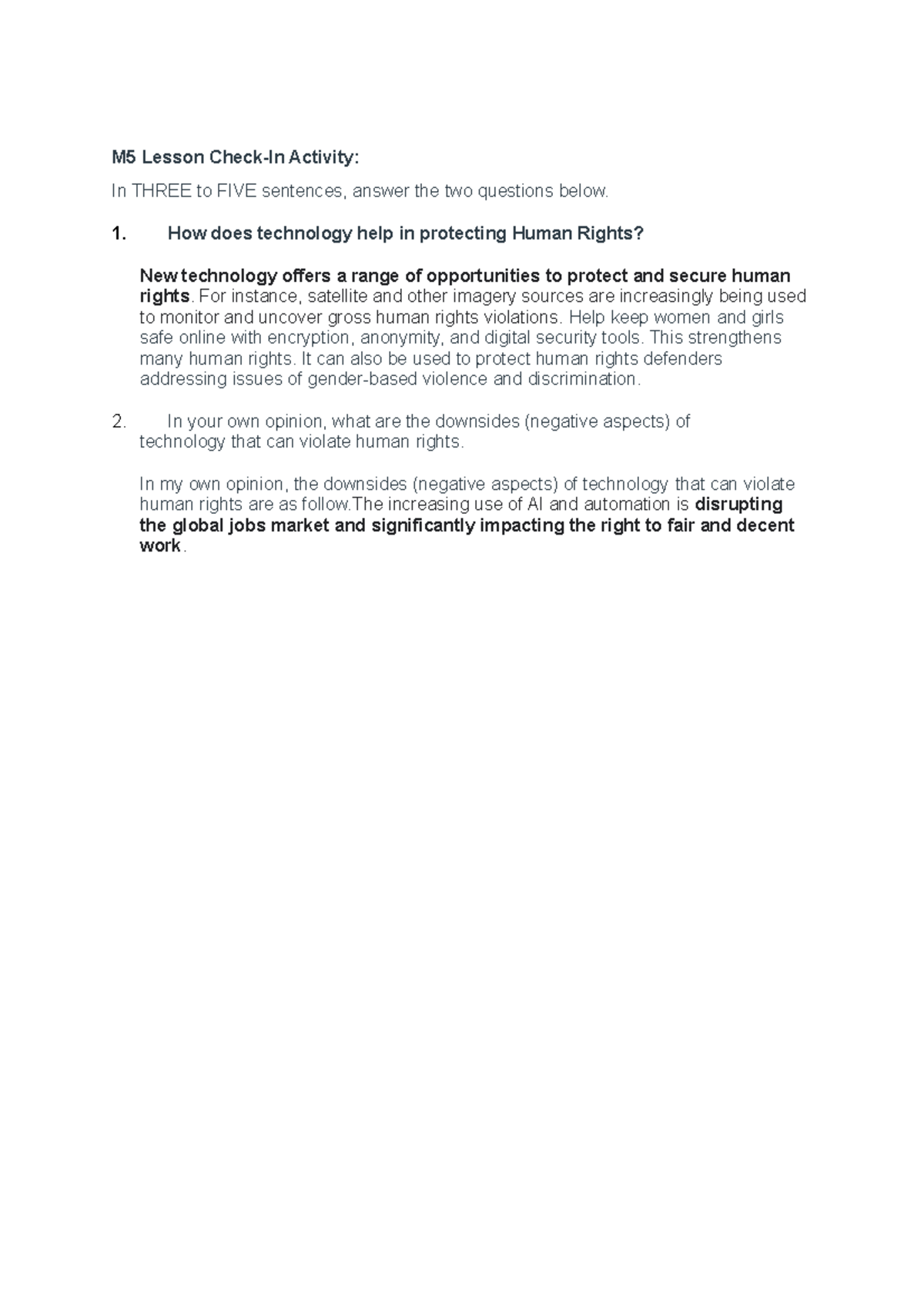 Ramos M5 - Lesson 3 Check - In Activity - M5 Lesson Check-In Activity: In THREE to FIVE ...