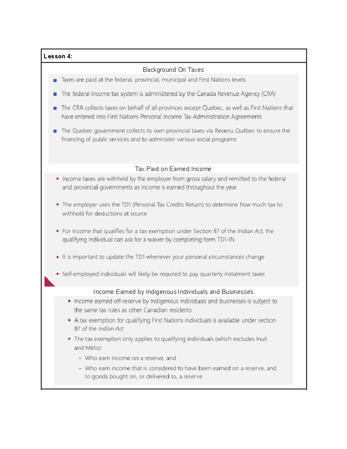 FINA 200 Lesson 4 - Notes - Lesson 4: Background On Taxes Tax Paid on ...