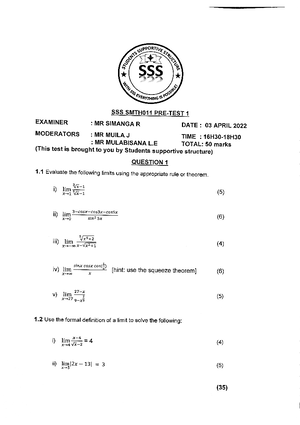 SMTH011 Main Exam 2022 - exam 2022 - SMTH011 - UL - Studocu