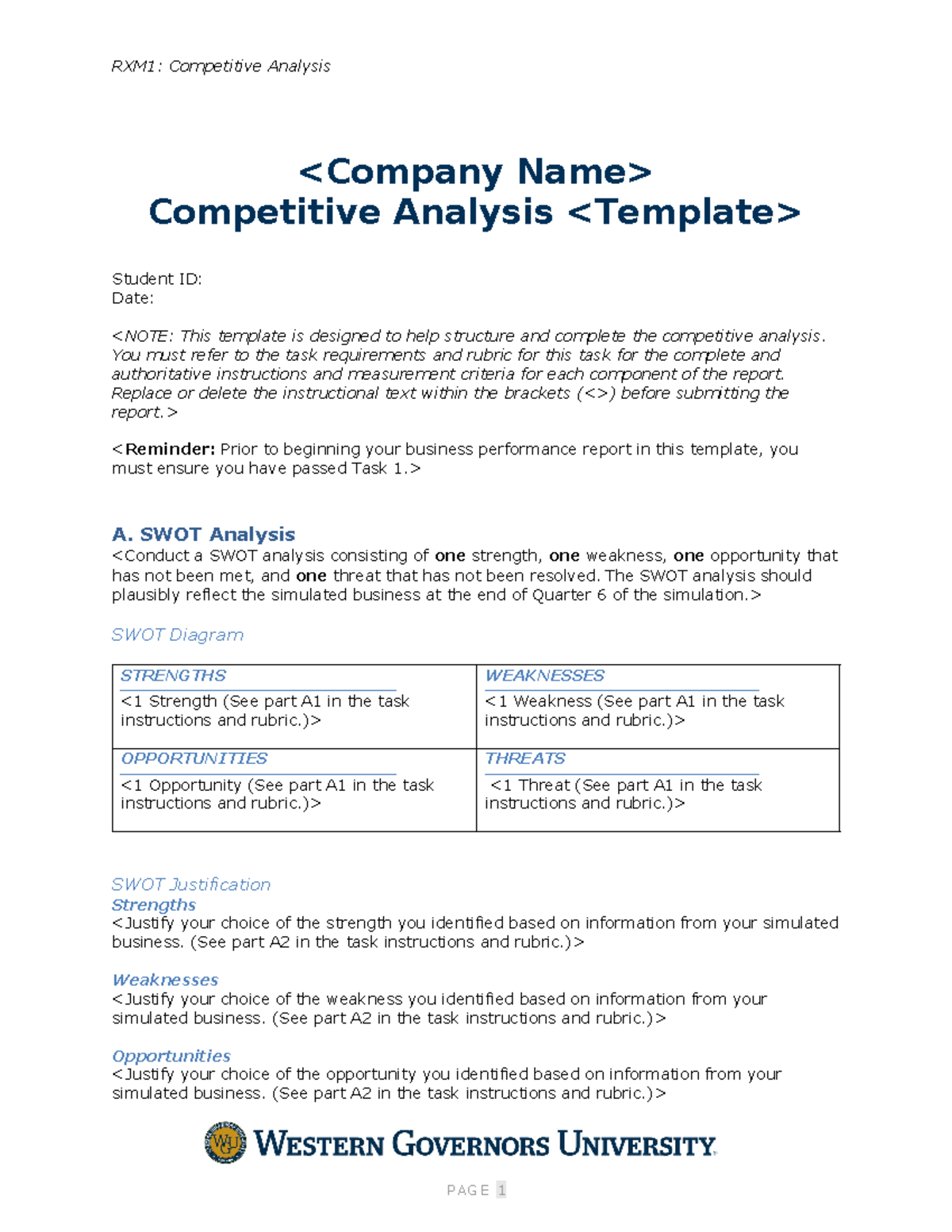 Competitive Analysis Template - RXM1: Competitive Analysis Competitive ...
