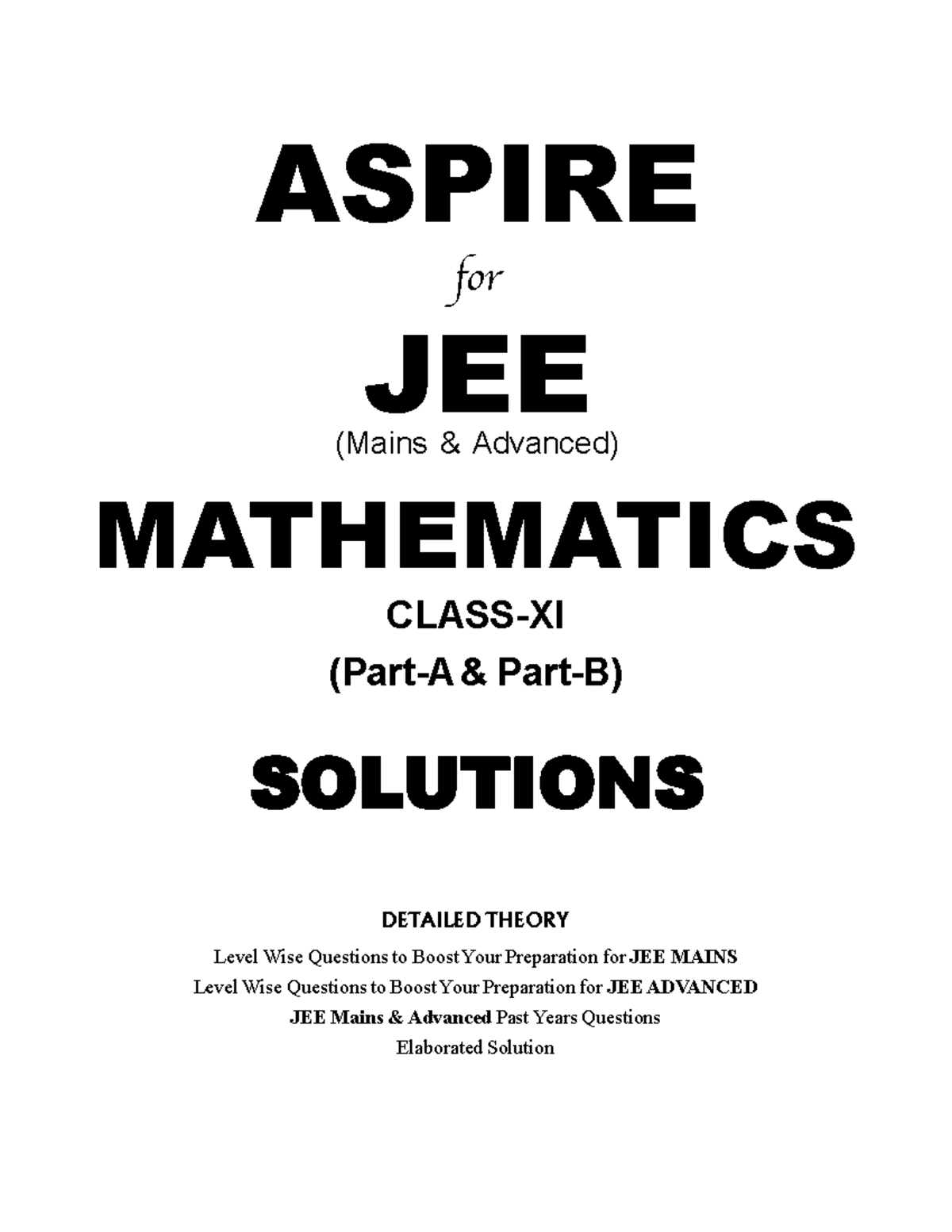 Aspire JEE Math Class-XI Solutions - MATHEMATICS DETAILED THEORY Level ...