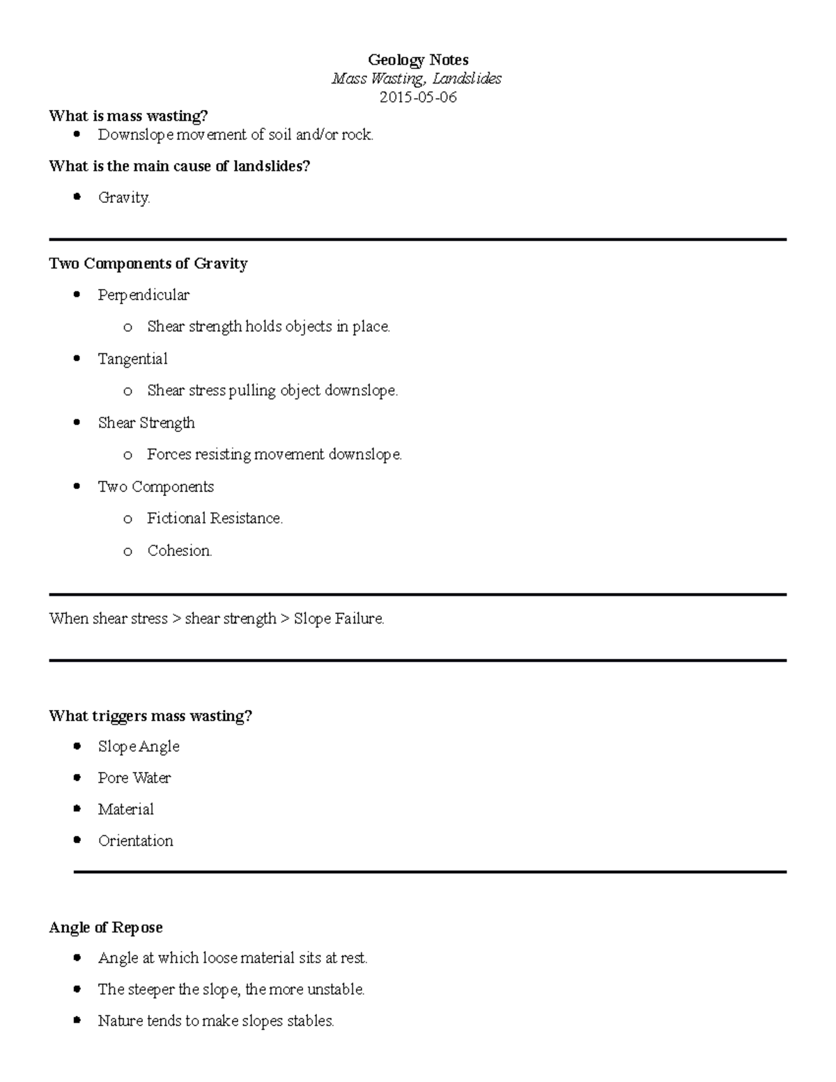 2015-05-06 Landslides - Geology Notes Mass Wasting, Landslides 2015-05 ...
