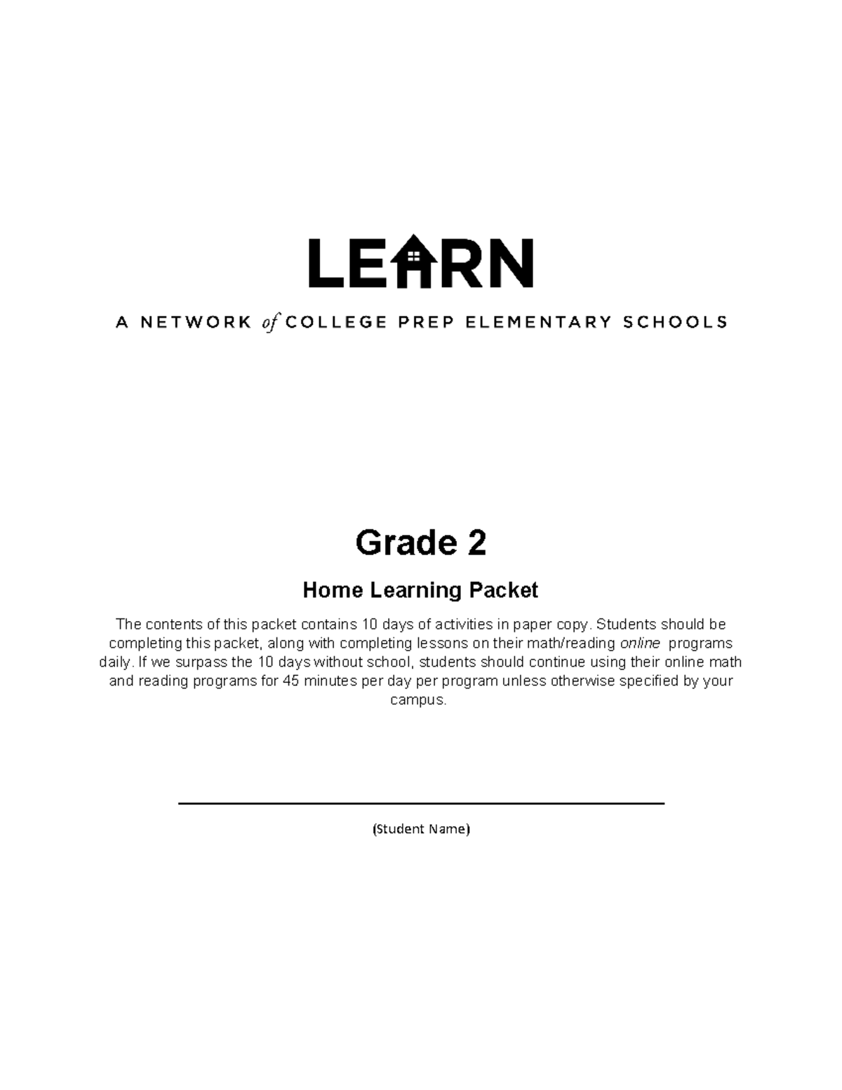 Grade 2 Student Packet - this is serve as a reference in practice ...