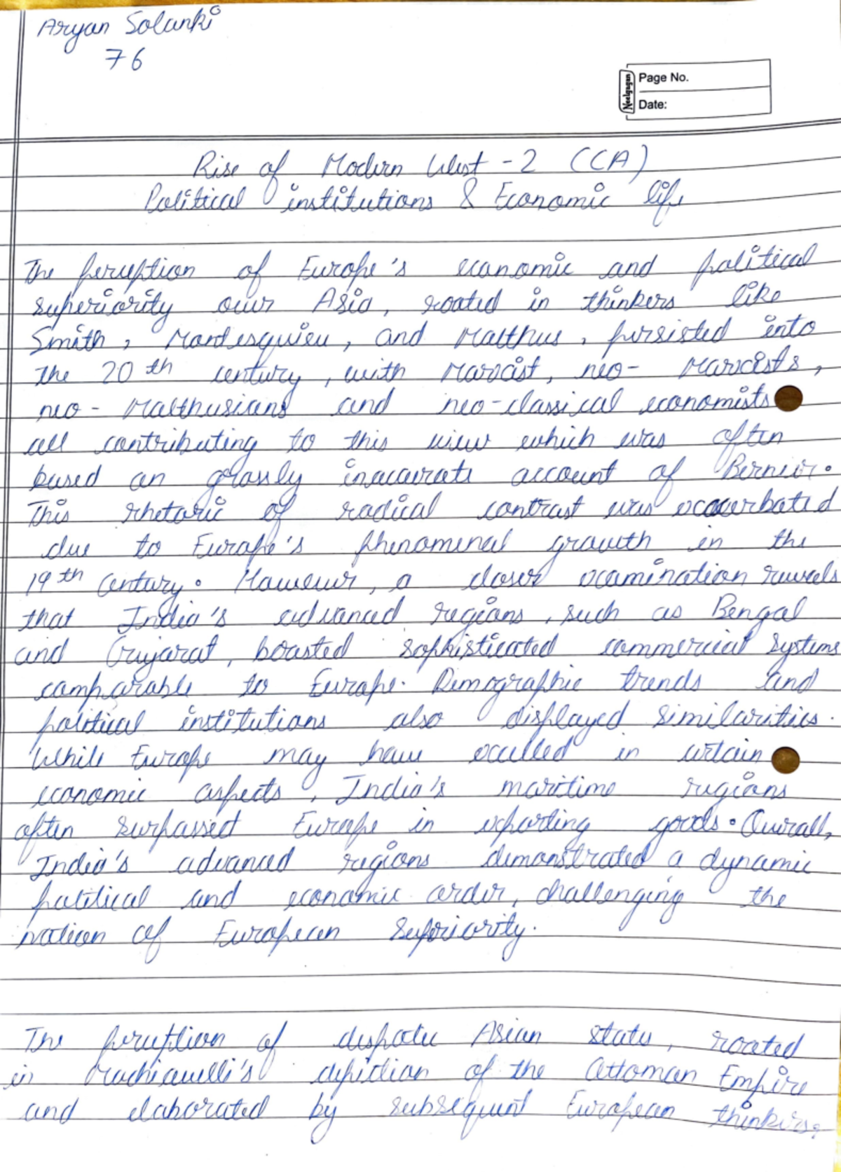 Aryan Solanki,76 - Summary Why Europe Grew Rich and Asia did not - Rise ...