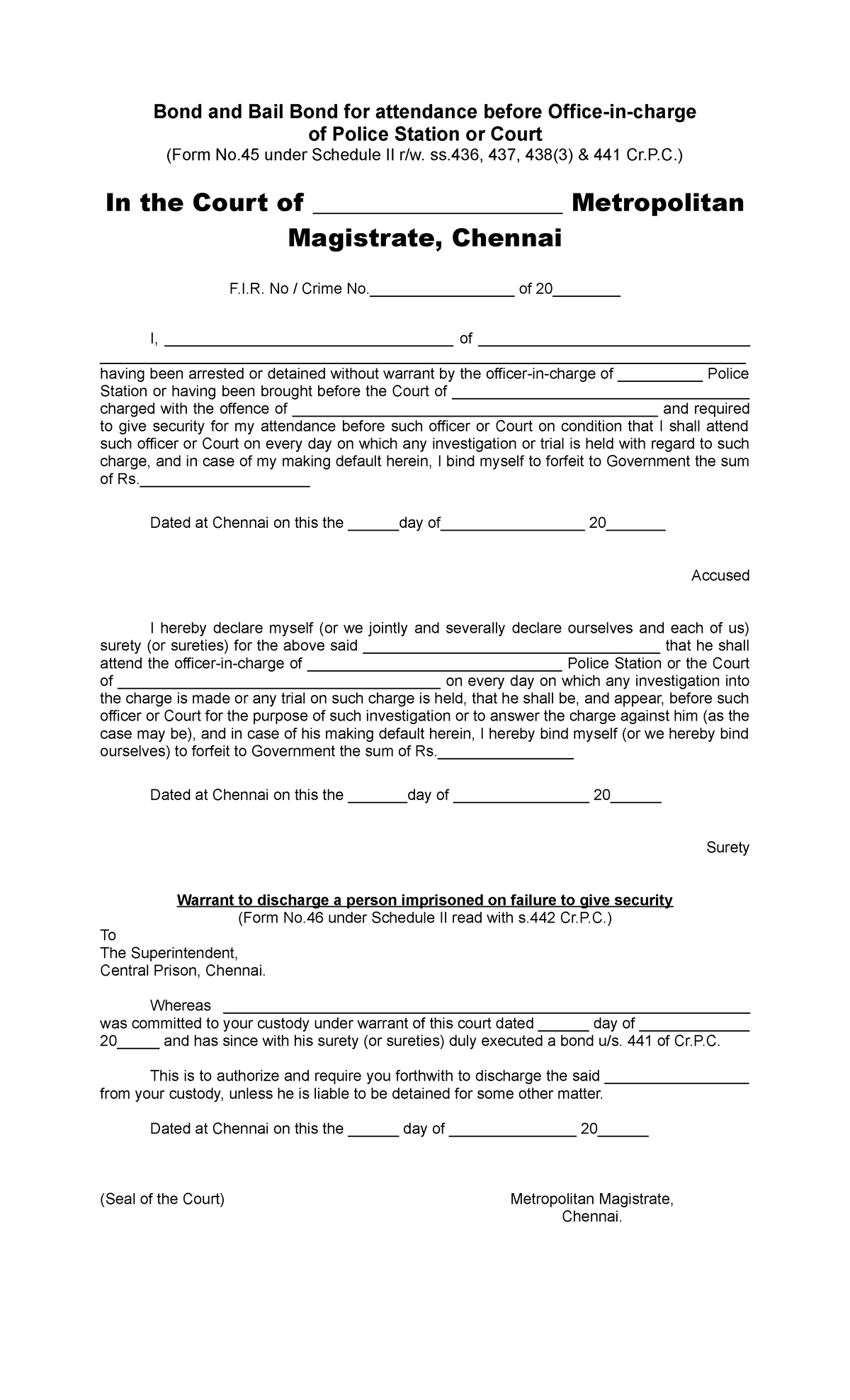 Bail-BOnd - Helpful - Bond and Bail Bond for attendance before Office ...