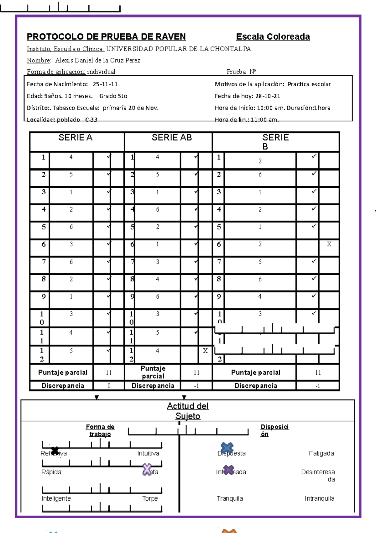 Test de Raven - Psicología - PROTOCOLO DE PRUEBA DE RAVEN Escala ...