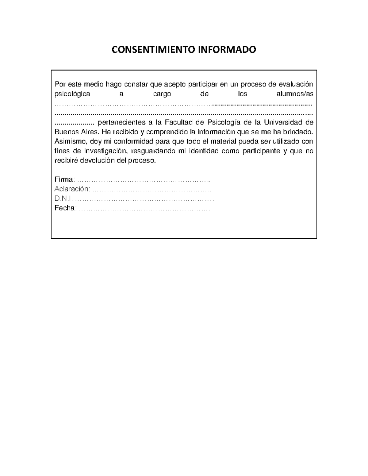 Consentimiento Informado para adulto - CONSENTIMIENTO INFORMADO Por ...