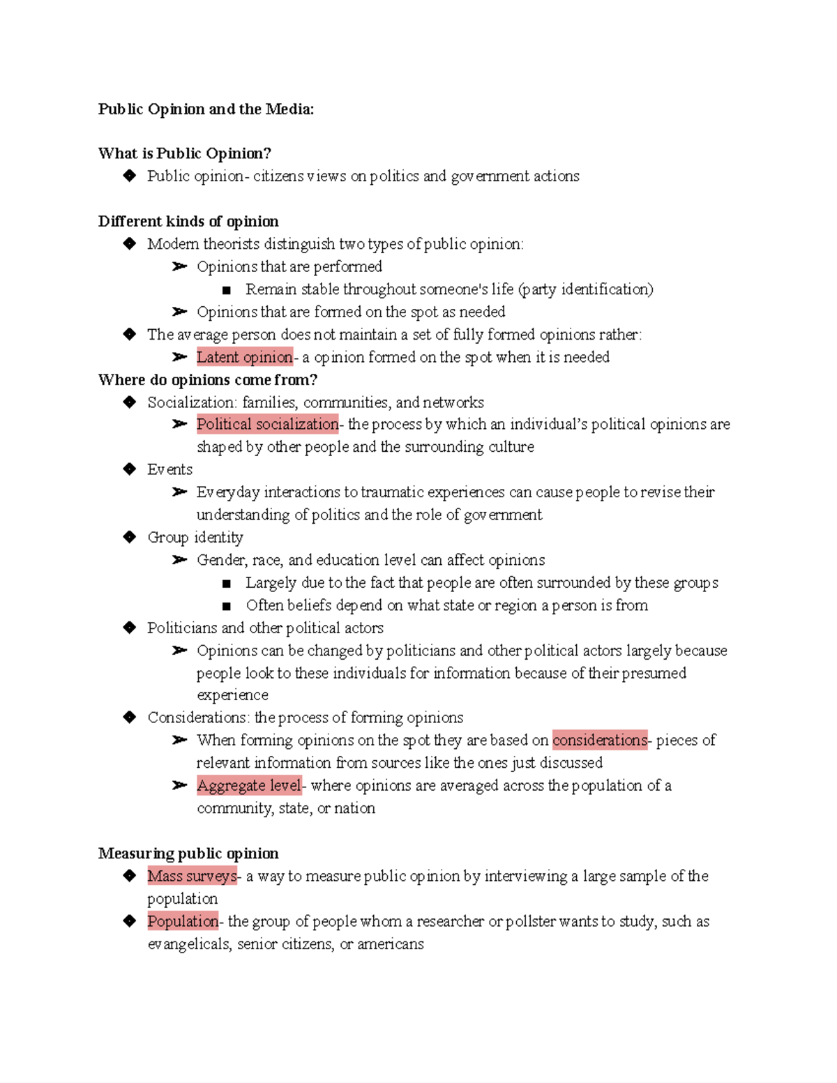 Textbook Notes- Chapter 6 - Public Opinion and the Media: What is ...