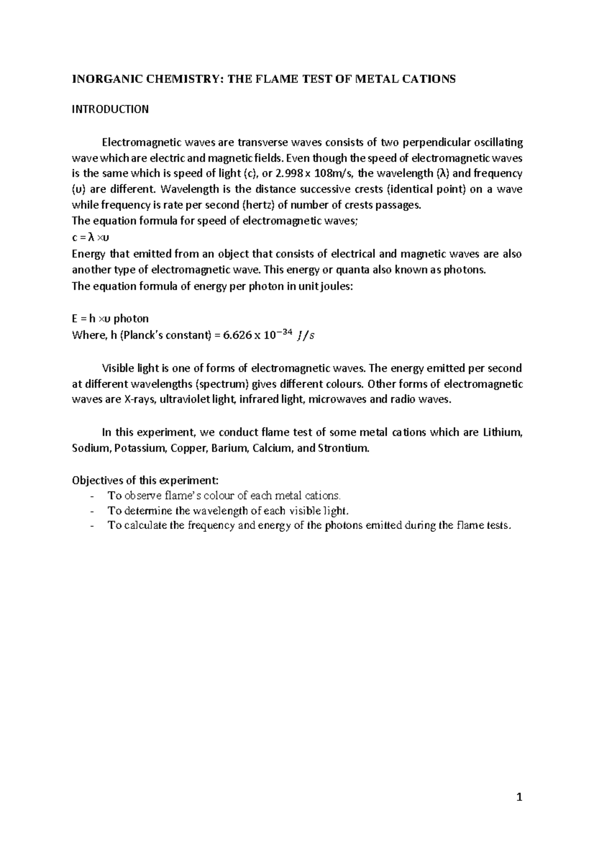 The Flame Test Of Metal Cations Inorganic Chemistry The Flame Test Of Metal Cations 