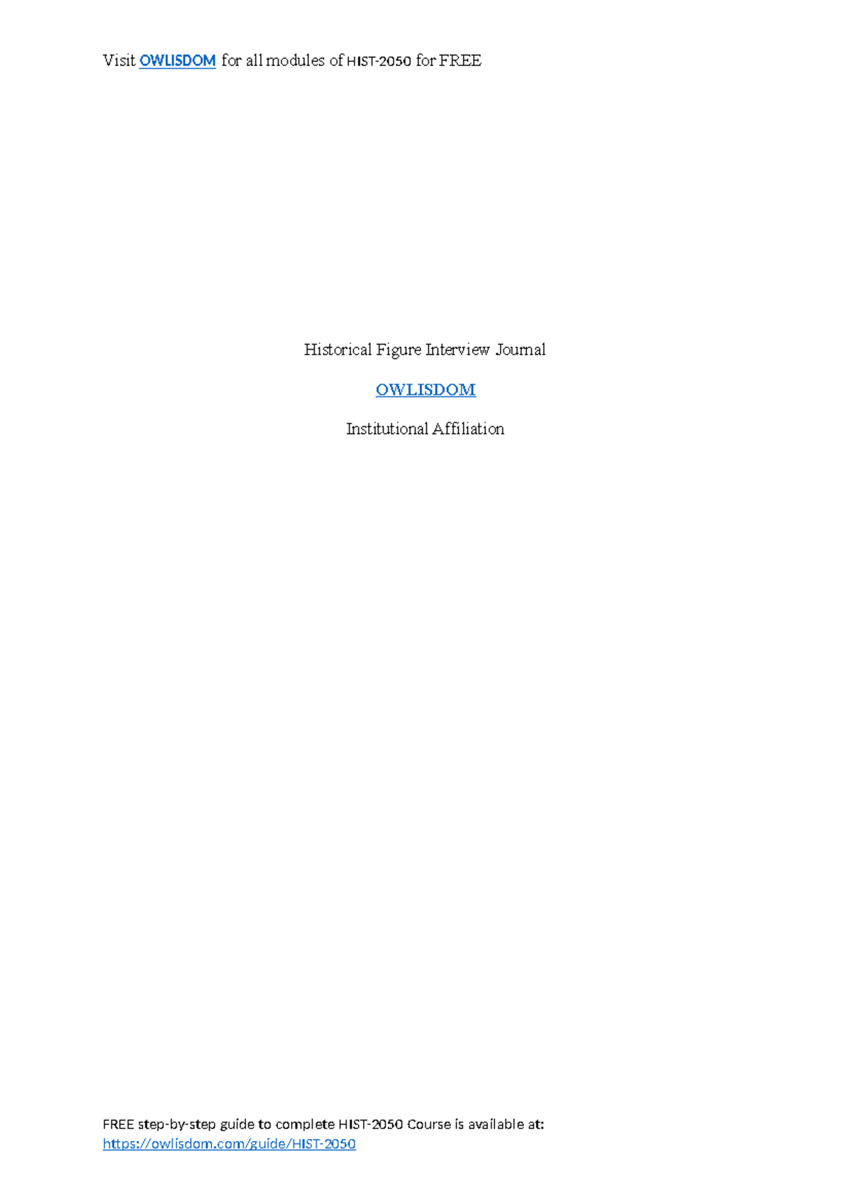 HIST-2050 2-2 Historical Figure Interview Journal - Historical Figure ...