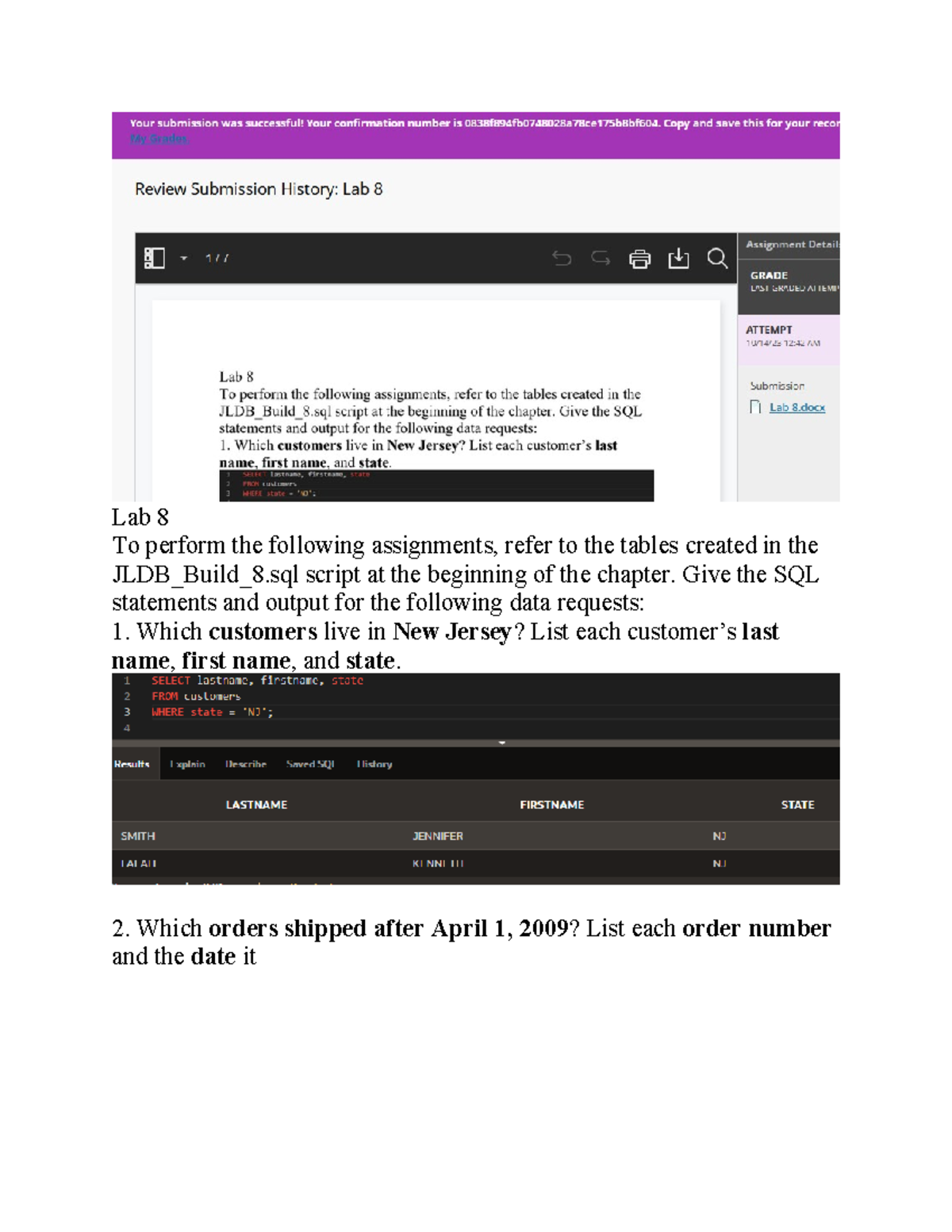 Lab 8 - Chapter homework. Chapter in title. - Lab 8 To perform the ...