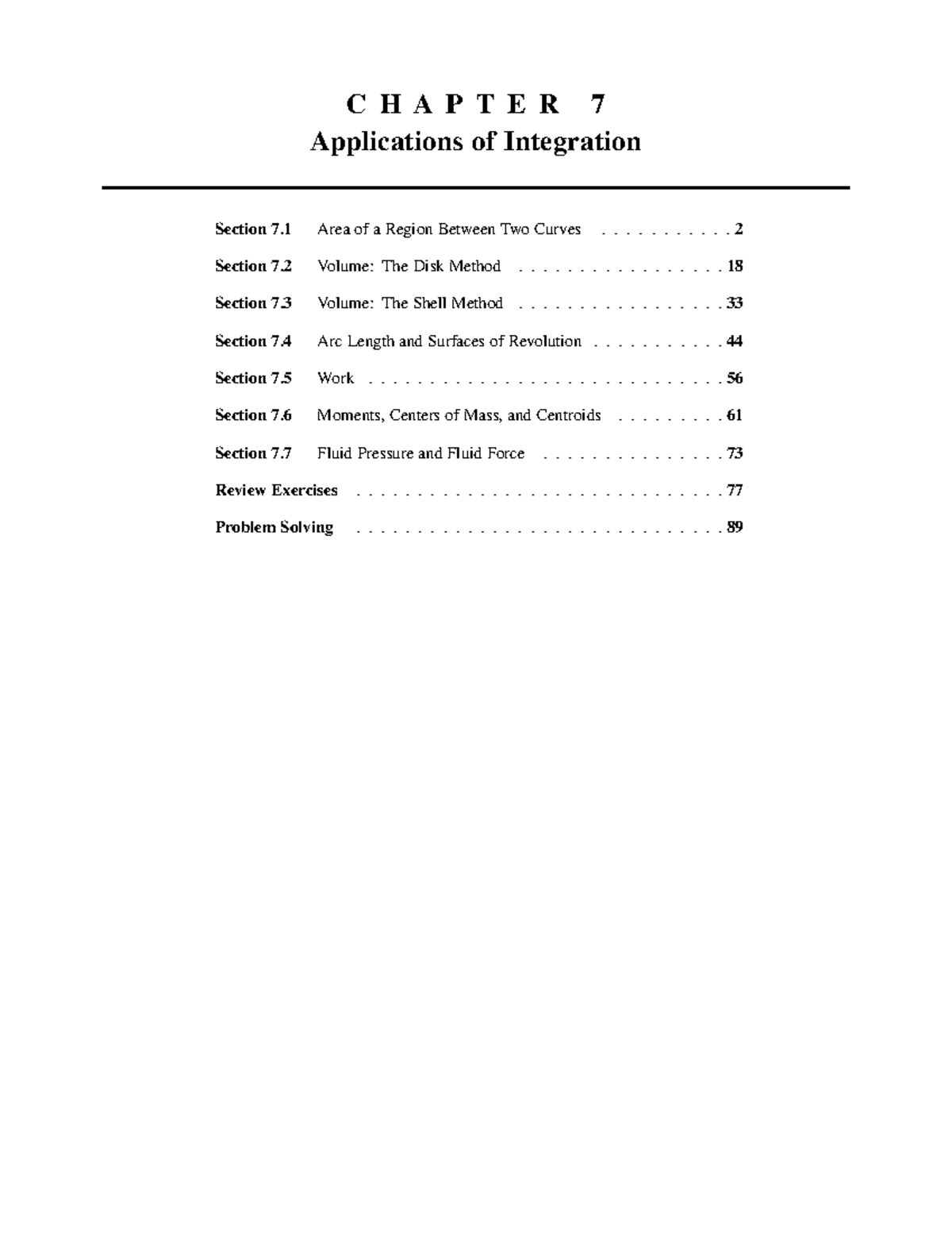 Chapter 7 Applic of Integration - Applications of Integration CHAPTER ...