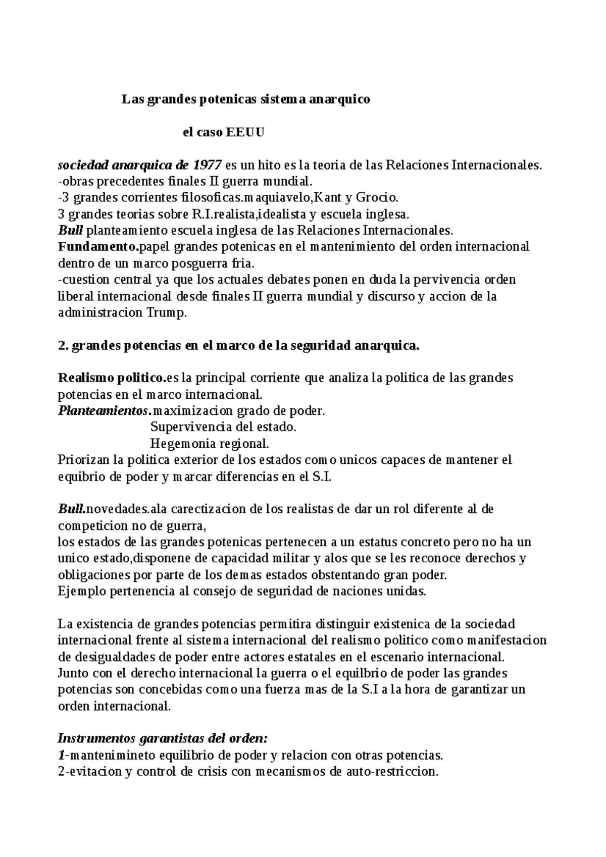 Sistema anarquico - posiciones geoestrategicas de loas potencias ...