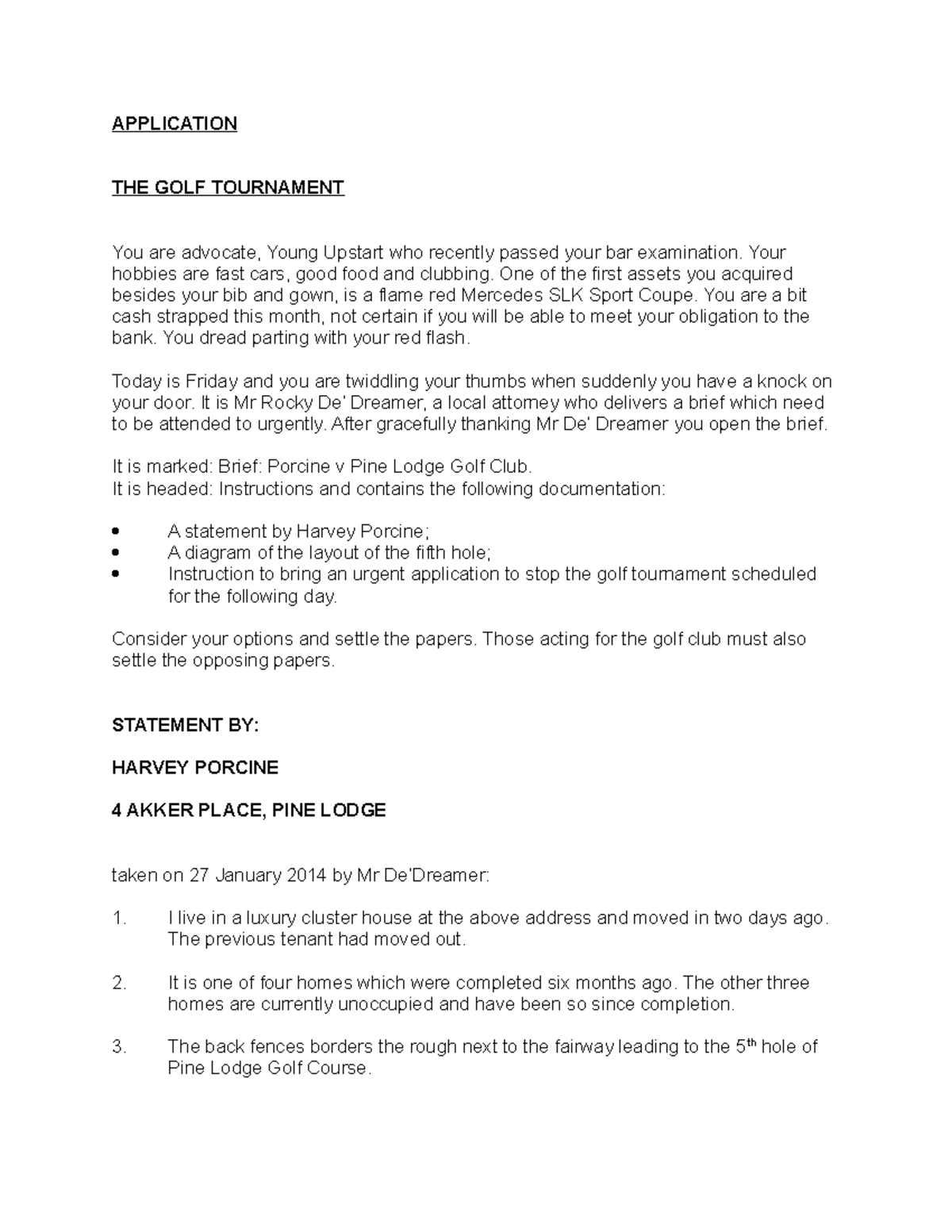 HCP Urgent Application GOLF CLUB (002) - APPLICATION THE GOLF ...