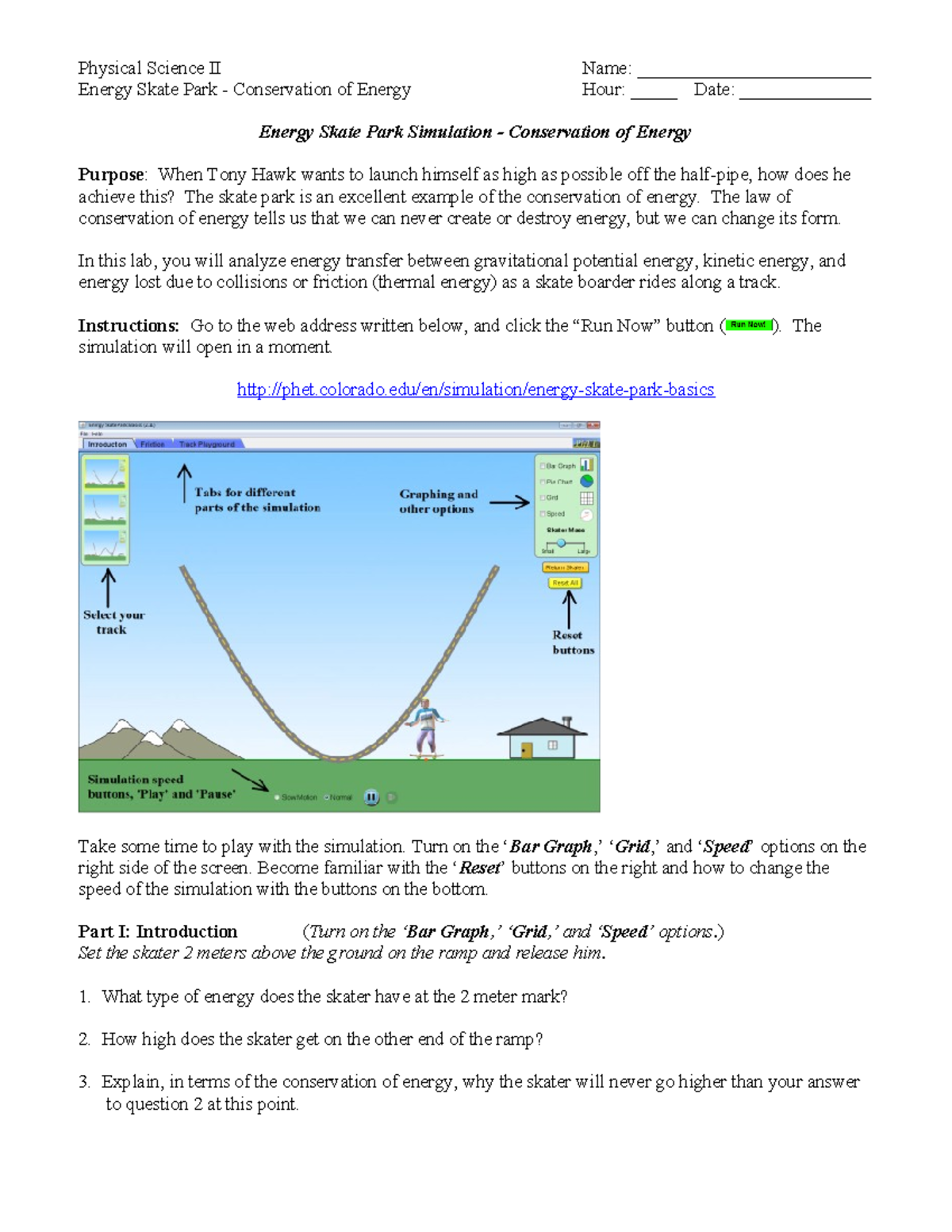 Energy make-up lab - Physics - Physical Science II Name ...
