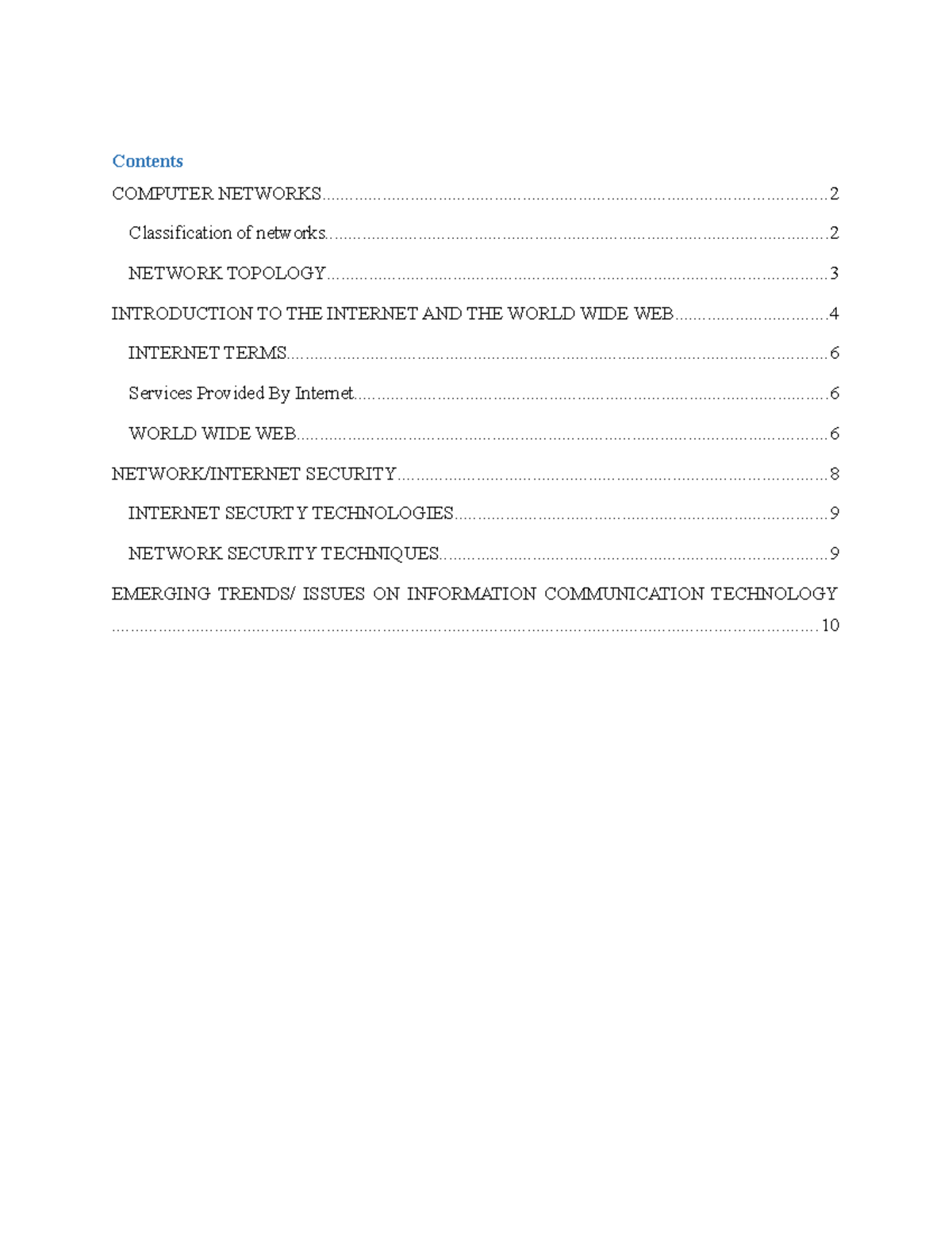 ICT Networking Notes - Contents COMPUTER - Studocu