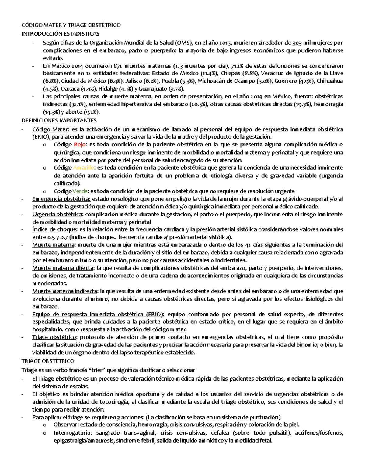 Código Mater y TRIAGE obstétrico Dr Marcelo - CÓDIGO MATER Y TRIAGE ...