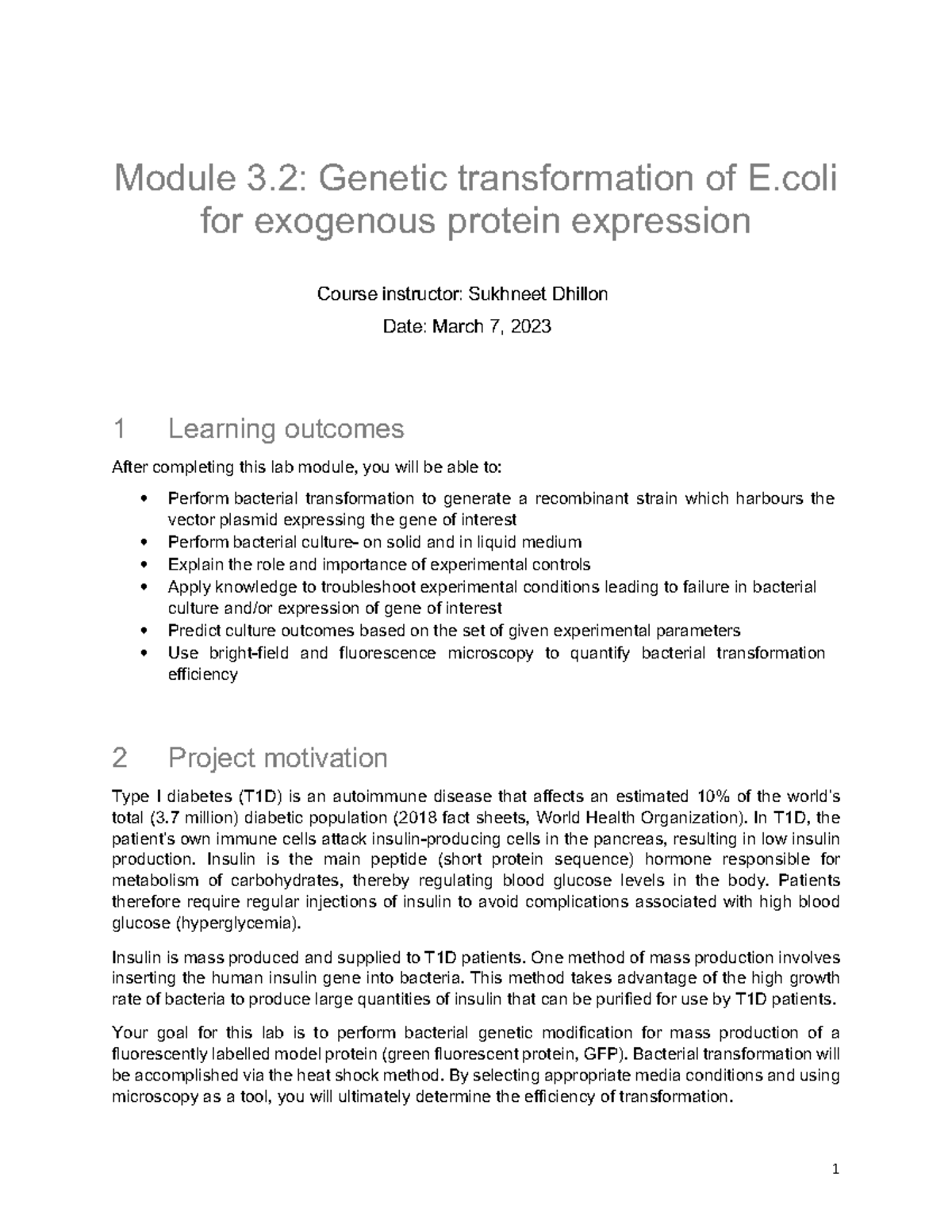 Module 3.2 - Lab manual (Student) 2023 - Module 3: Genetic ...