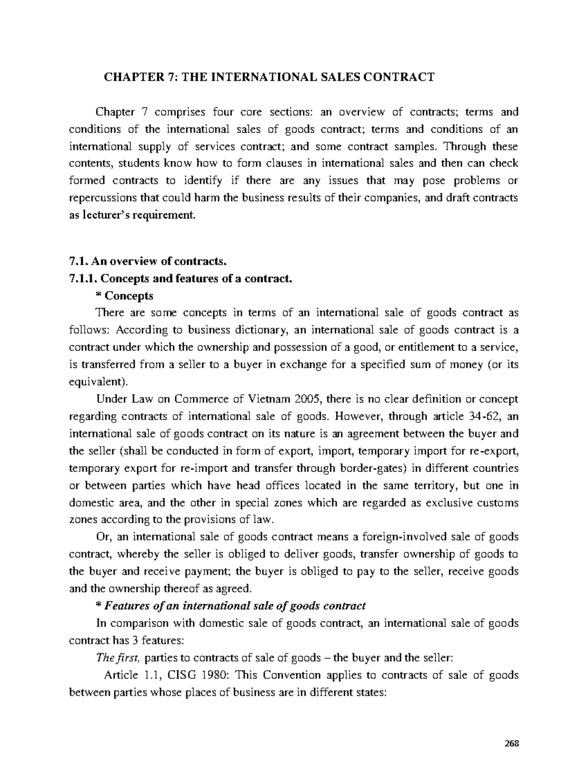 CHAP 4 Contract - Hợp đồng thương mại Quốc tế - CHAPTER 7 : THE ...