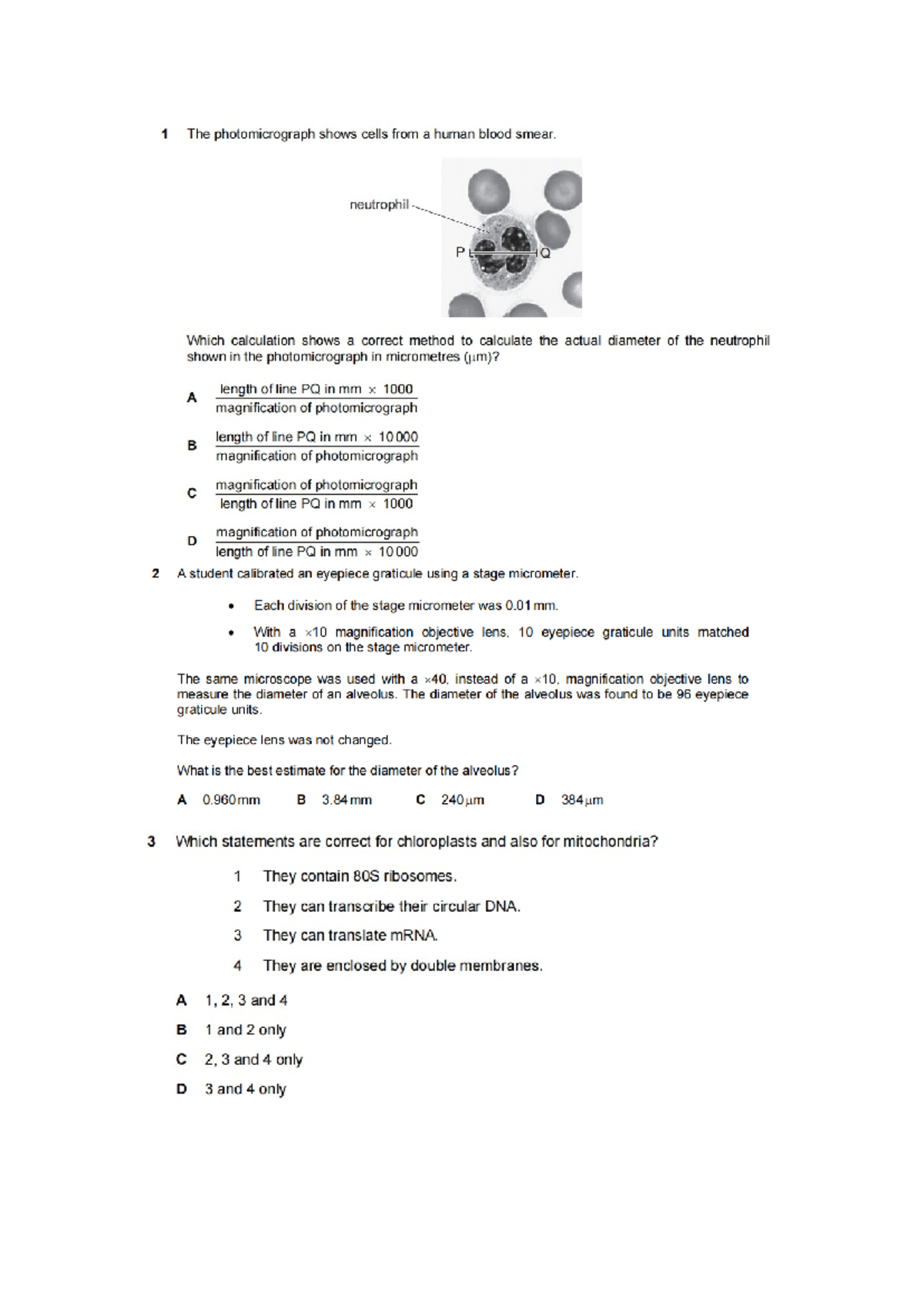 BIO MCQ 2022 - MCQ For BIOLOGY - Biology of Cells - Studocu
