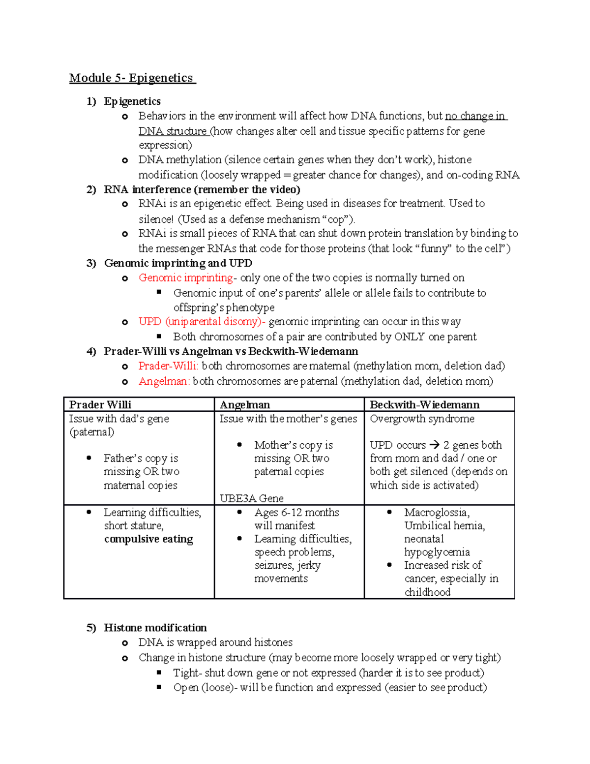 Exam #2 Study Guide - Module 5- Epigenetics Epigenetics o Behaviors in ...