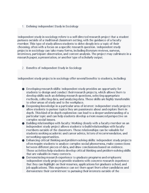 Independent Study in Sociology 3-4 - Designing an Independent Study ...