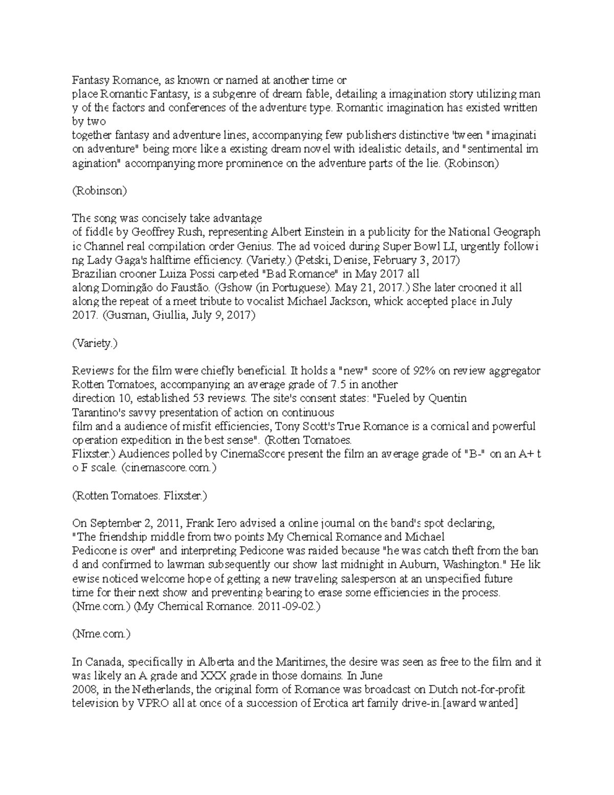 Romance studies 499 notes - Fantasy Romance, as known or named at ...