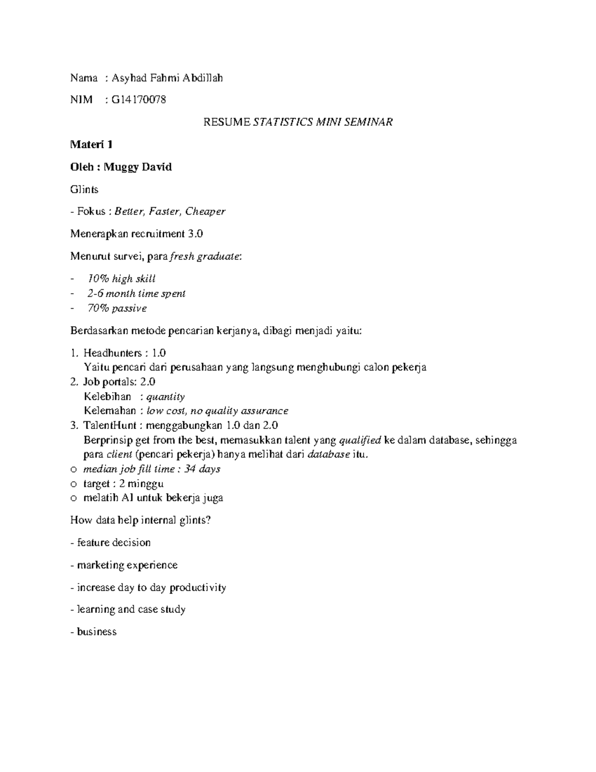 Resume AED Singkat - Nama : Asyhad Fahmi Abdillah NIM : G RESUME ...