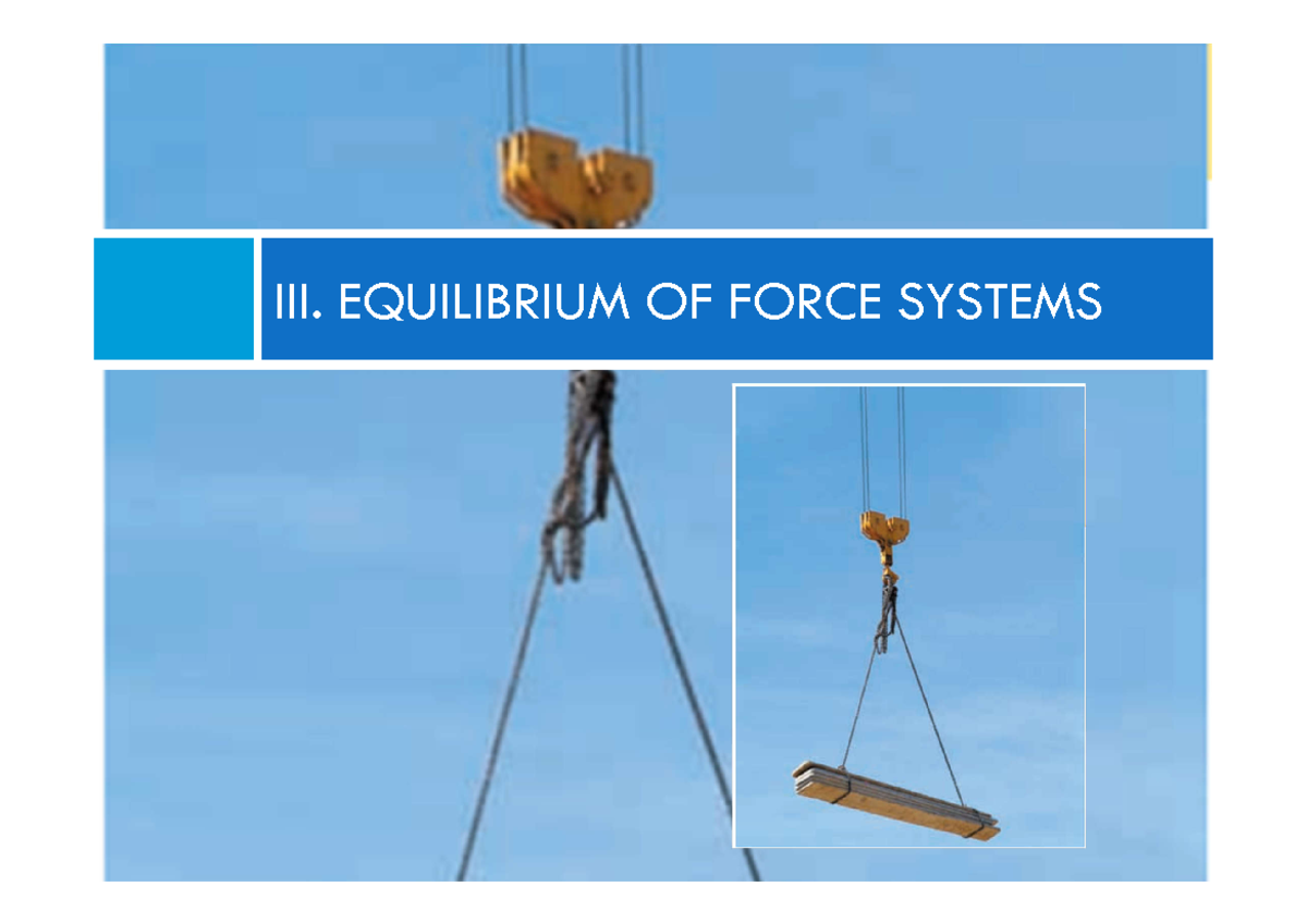 Equilibrium of Force Systems - III. EQUILIBRIUM OF FORCE SYSTEMS III. EQUILIBRIUM OF FORCE ...
