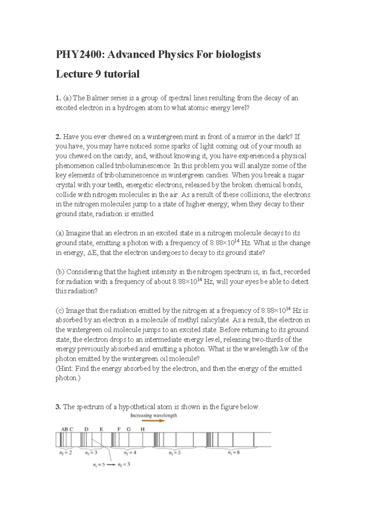 Tutorial 9 - Questions and answer - PHY2400: Advanced Physics For ...