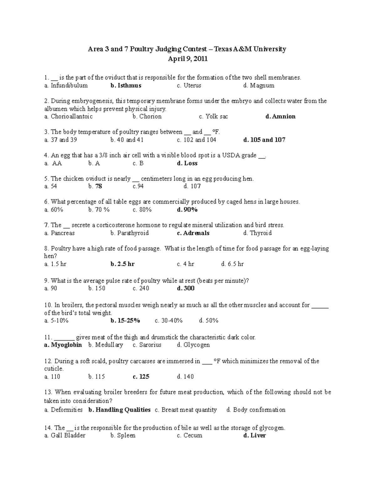 Area 3 and 7 Poultry Judging Contest - Area 3 and 7 Poultry Judging ...