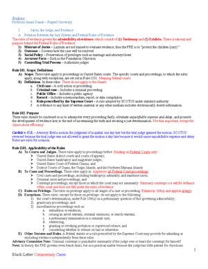 Evidence Outline 1 - Evidence Outline I. Evidence Introduction A ...