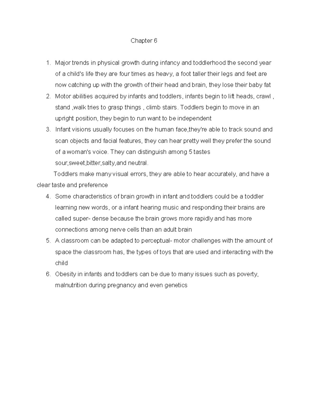 Chapter 6 Questions - Chapter 6 Major trends in physical growth during ...