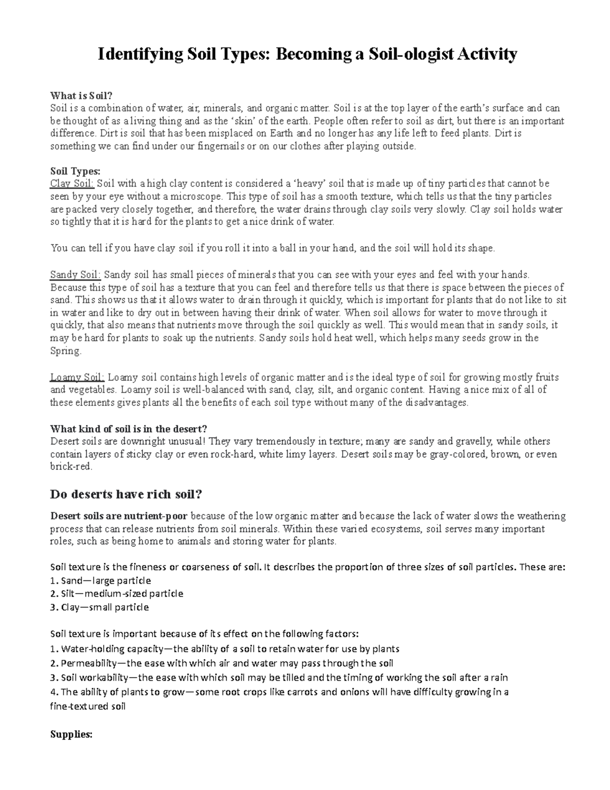 Copy of M6 Lab Sediment Lab Activity - Identifying Soil Types: Becoming ...