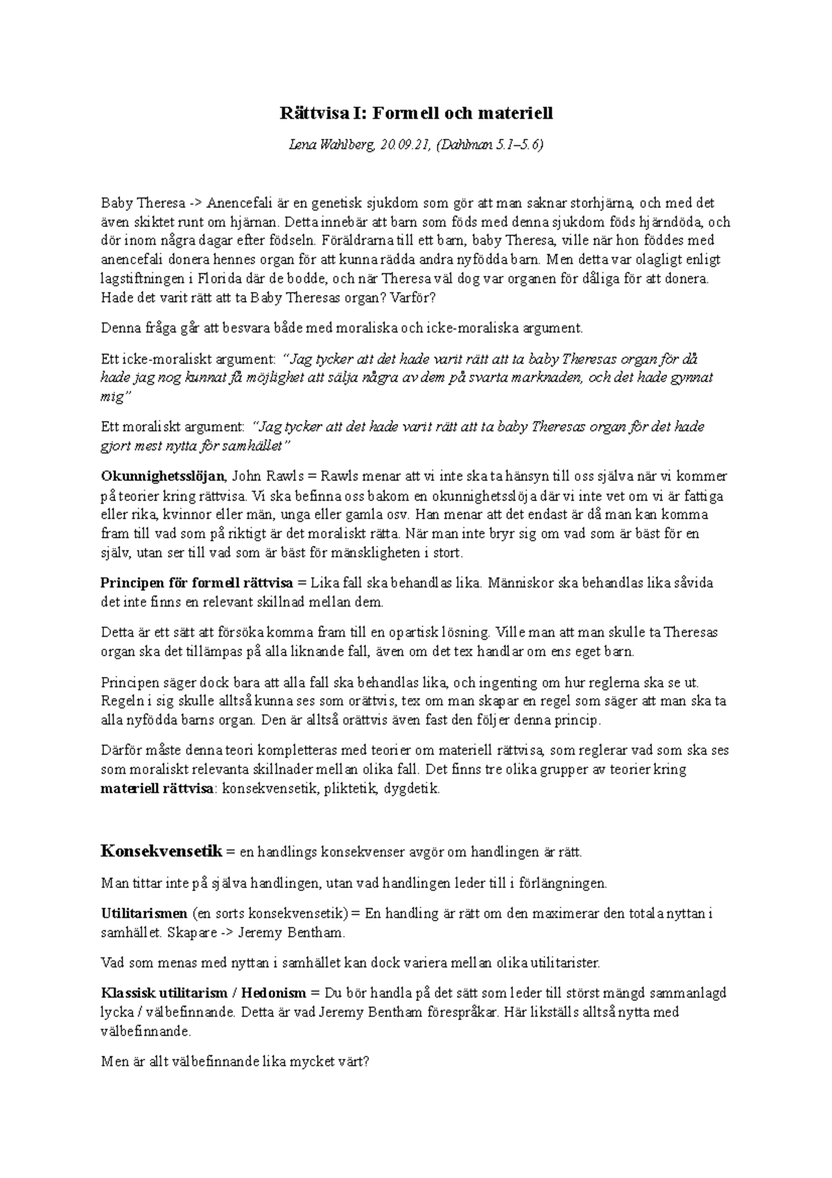 Rättvisa I Formell och materiell - Rättvisa I: Formell och materiell ...