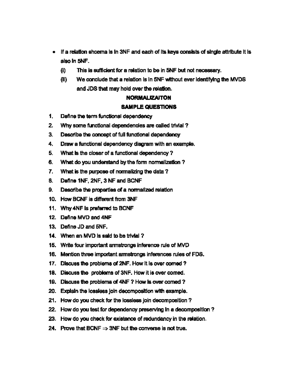 Normalization q&a - JNNSNLKNVLS - Masters of computer applications ...