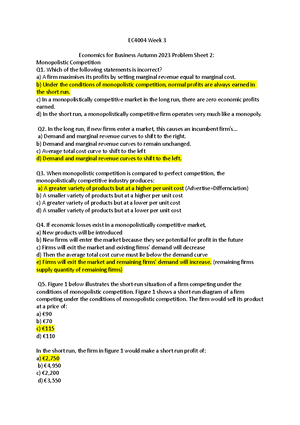 EC4004 Macro Tutorial Questions - Discuss the model of aggregate demand ...