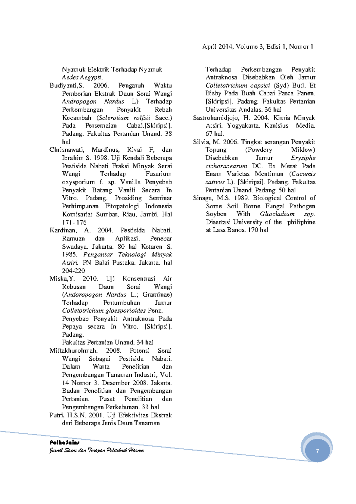 Fungisida Nabati DARI Tanaman Serai Wangi (Cymbopogon nardus) Untuk ...