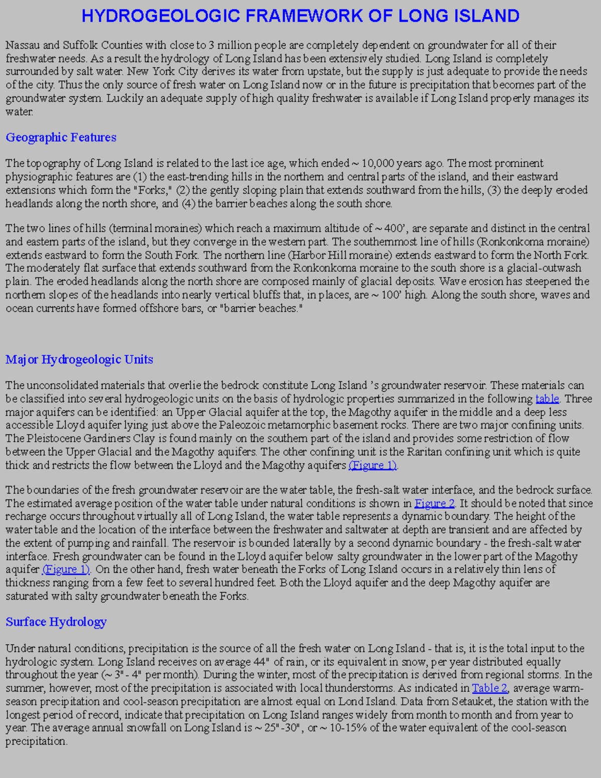 Hydrogeologic Framework OF LONG Island - HYDROGEOLOGIC FRAMEWORK OF ...