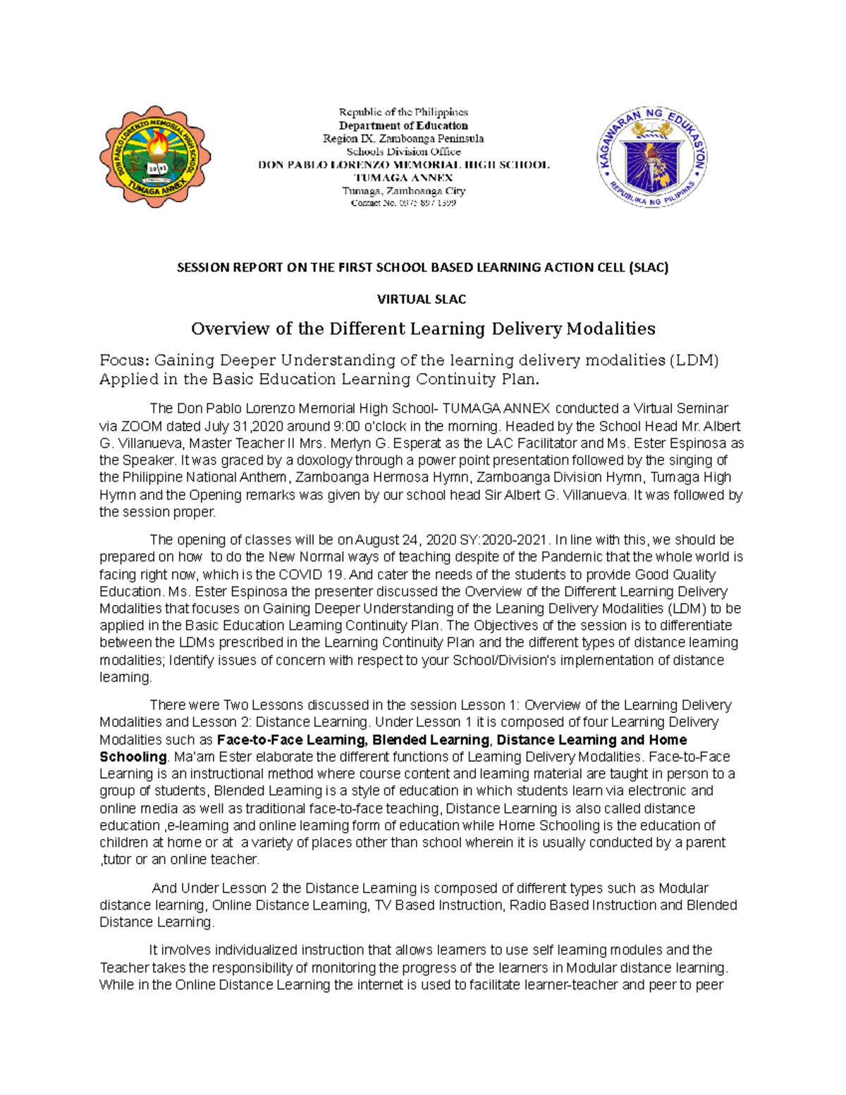 Session Report ON THE First LAC Session - SESSION REPORT ON THE FIRST ...