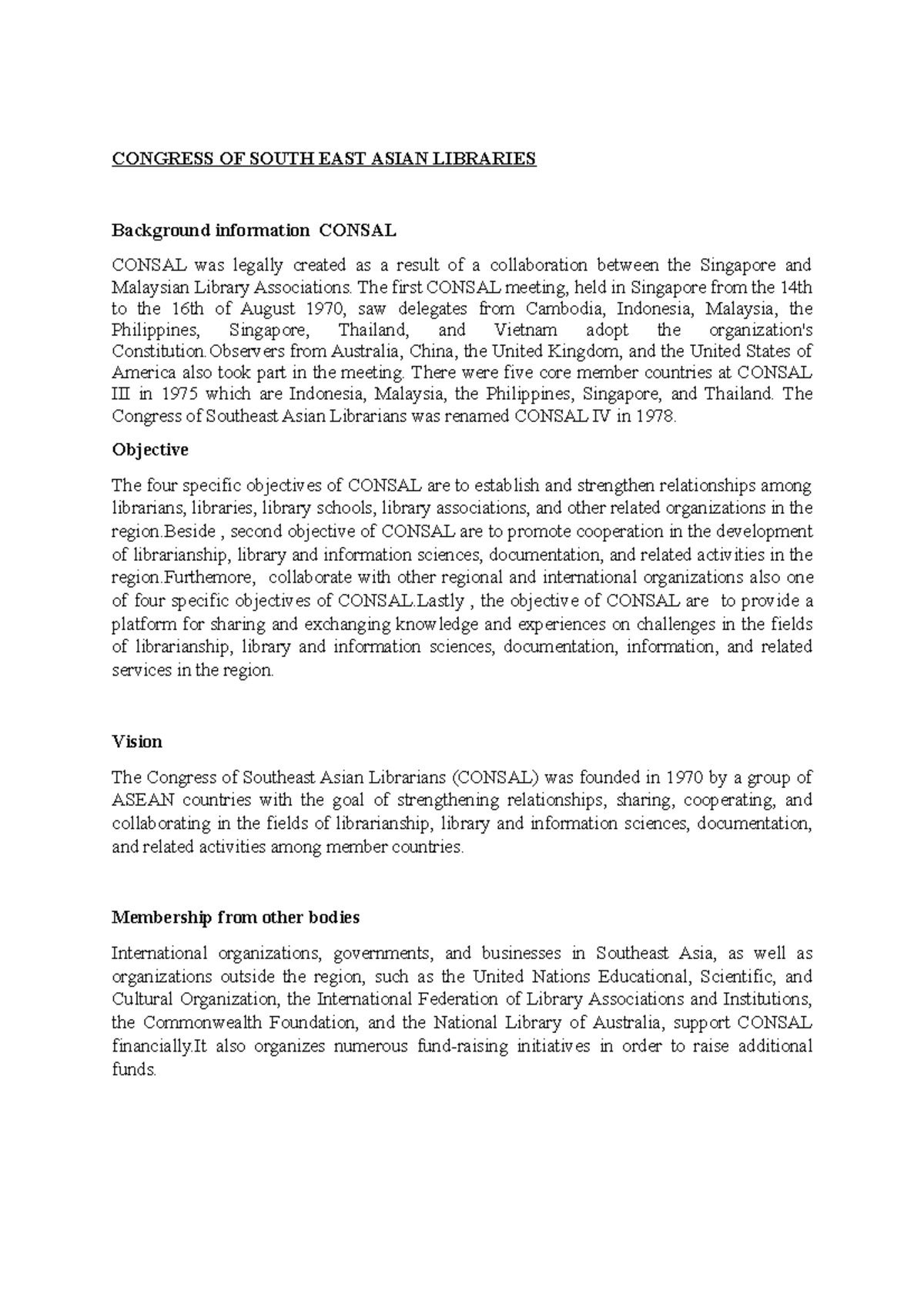 Consal - Tutorial - CONGRESS OF SOUTH EAST ASIAN LIBRARIES Background ...
