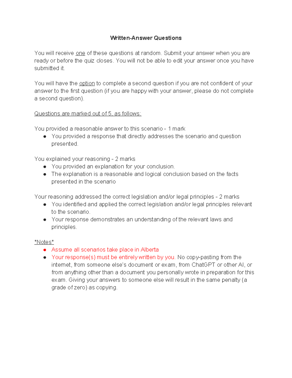 Final Exam Written Questions - Written-Answer Questions You will ...