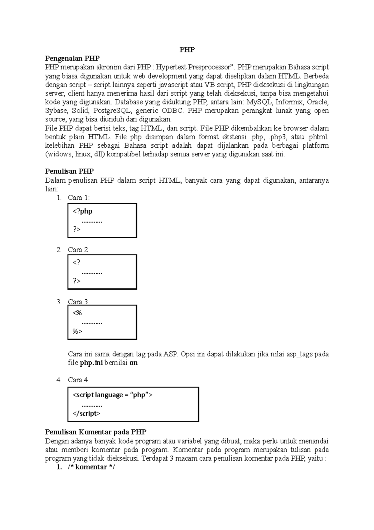 08 CCP220 060519 doc - modul - PHP Pengenalan PHP PHP merupakan akronim dari PHP : Hypertext ...