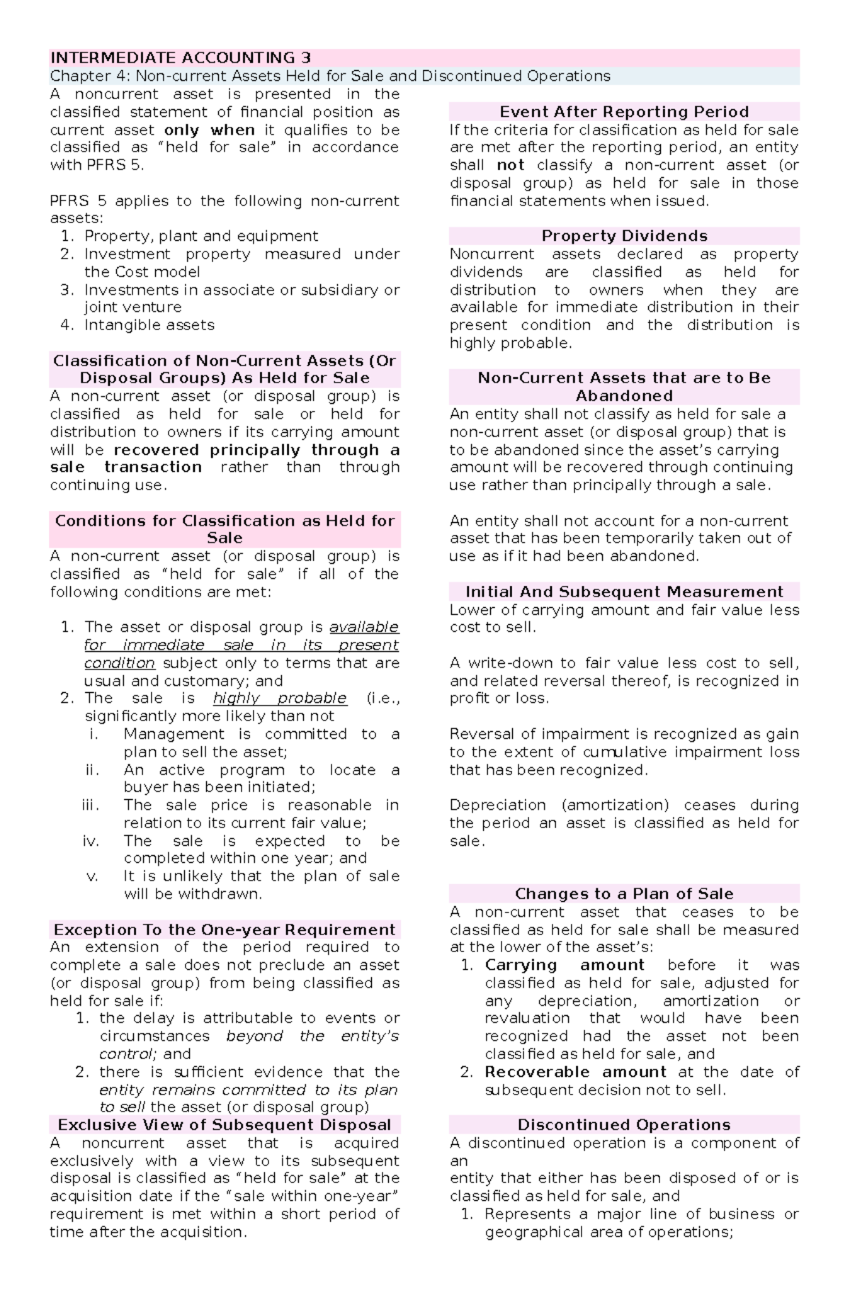 IA3-CH4 - notes - INTERMEDIATE ACCOUNTING 3 Chapter 4: Non-current ...