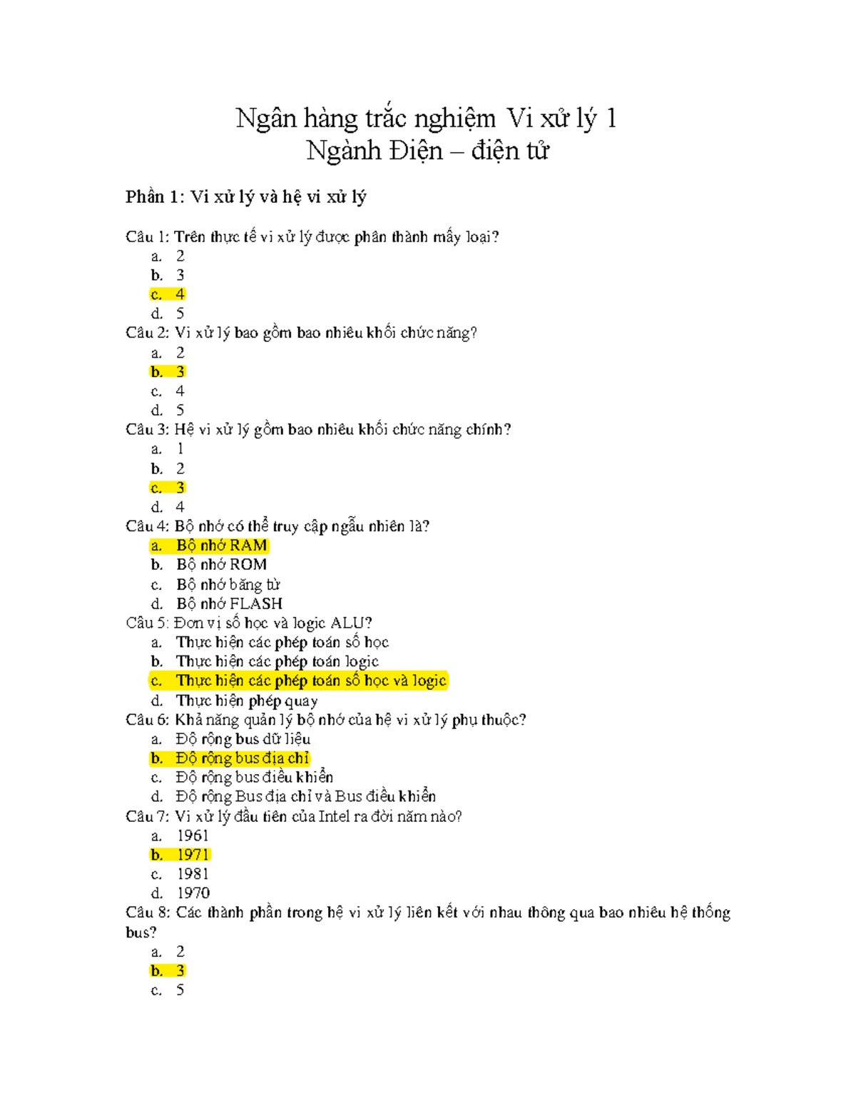 Ngan hang trc nghim Vi x ly 1 Nganh D - Ngân hàng tr¿c nghißm Vi xÿ lý ...