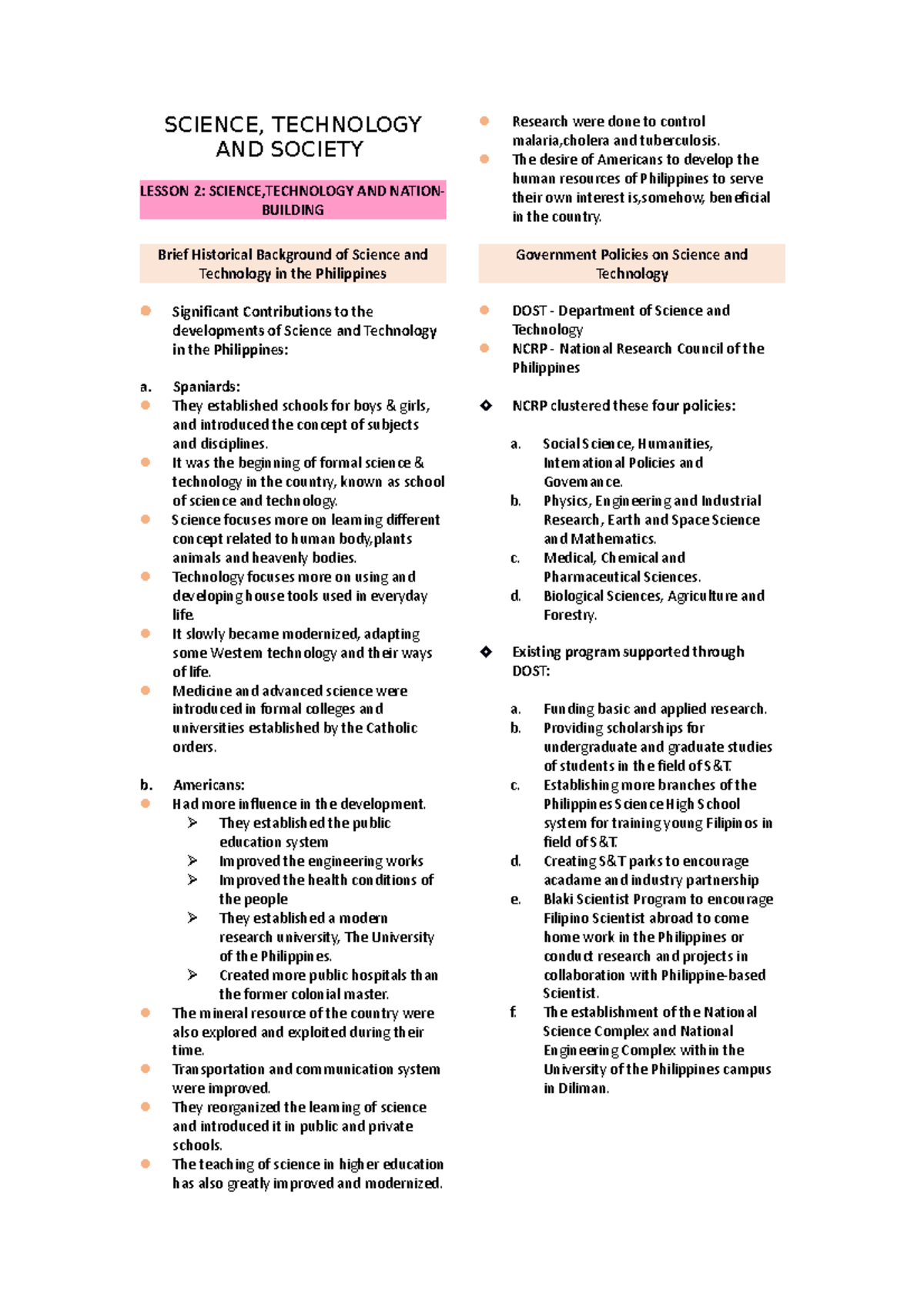 STS Lesson 2 - civilizations and notable scientists - SCIENCE ...