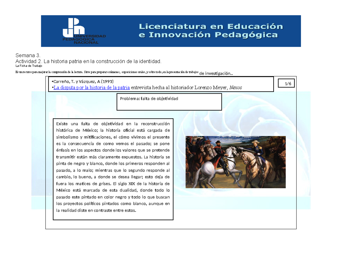 Formarto DE Ficha DE Trabajo - Semana 3. Actividad 2. La historia ...