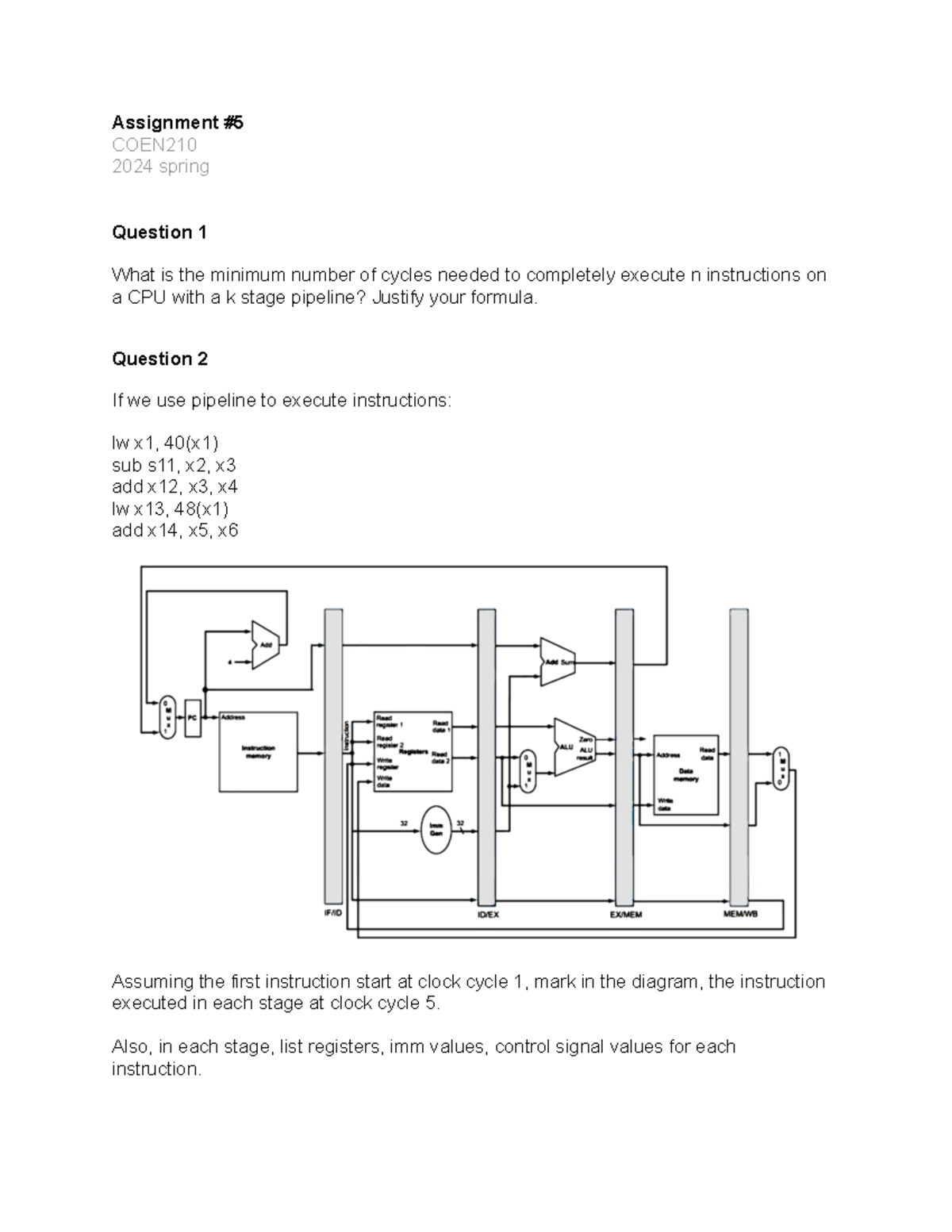 Assignment 5 Computer Architecture Assignment Coen 2024 Spring Question 1 What Is The